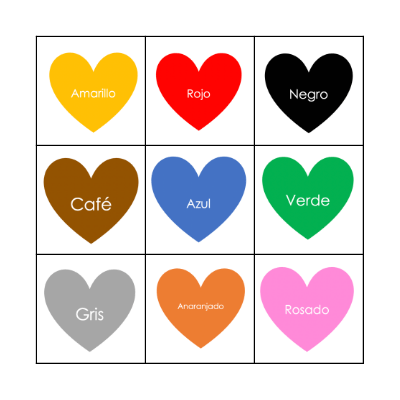 el Día de Valentín Bingo Card