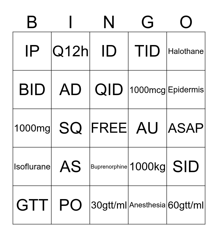 Pharmacology Edition Bingo Card