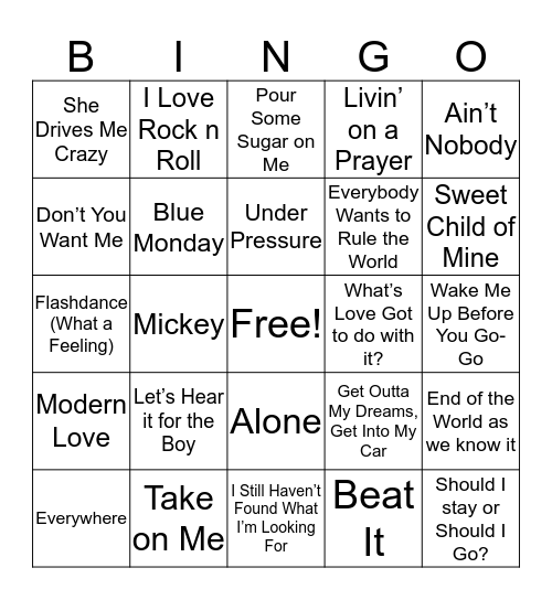 BINGO BEATS Bingo Card