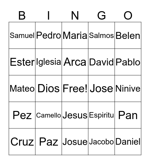 Bible Bingo (Spanish) Bingo Card