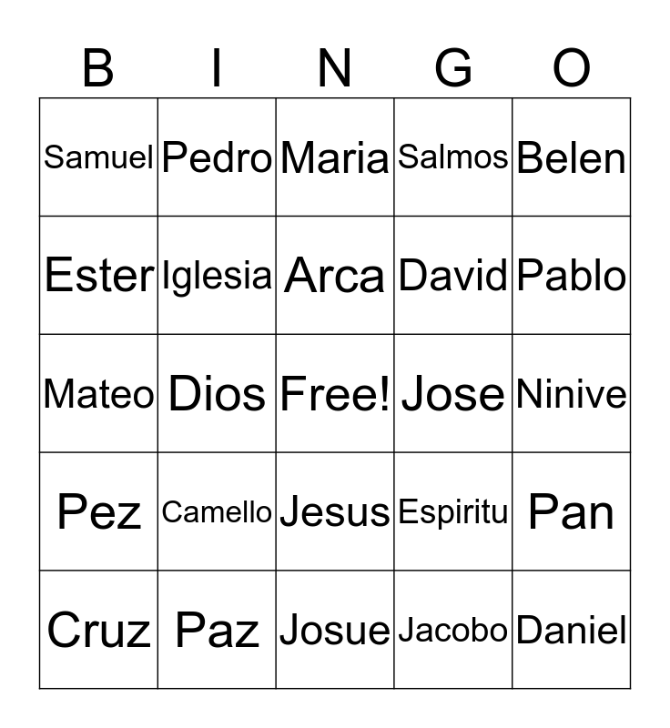 Bible Bingo (Spanish) Bingo Card