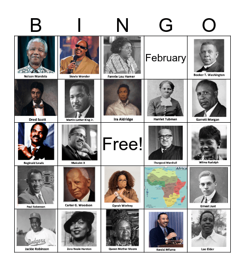 ABCs of Black History Month Bingo Card
