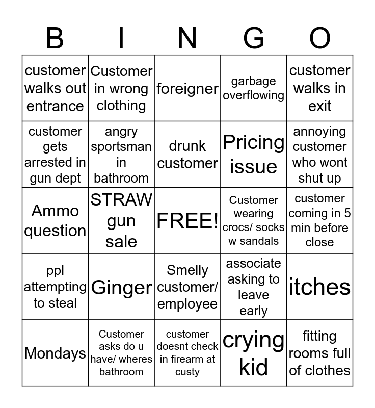 Gander B ingo Bingo Card