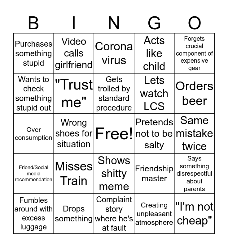 T Bingo Card
