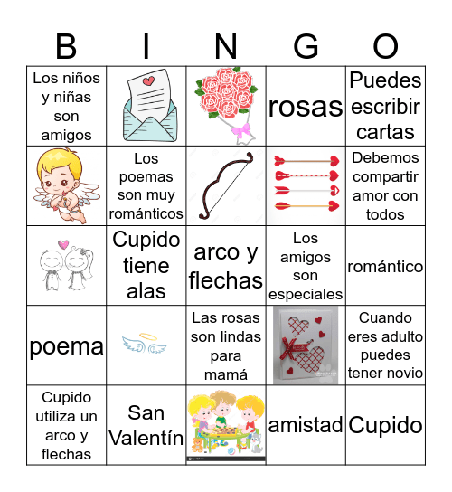 Día de San Valentín Bingo Card