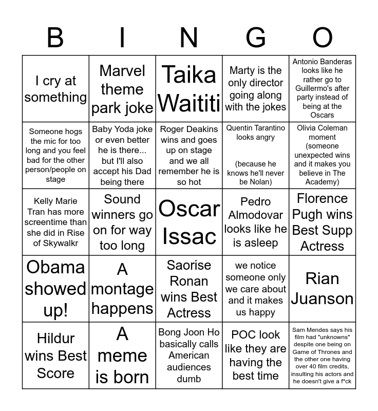 The Fun One Bingo Card