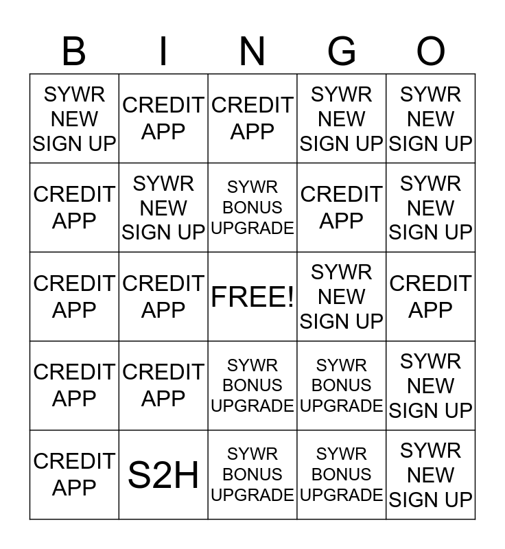 CASHIER Bingo Card