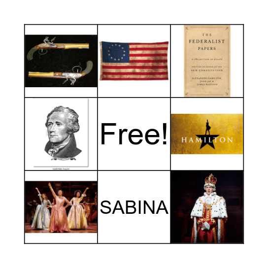 Hamilton Bingo Card