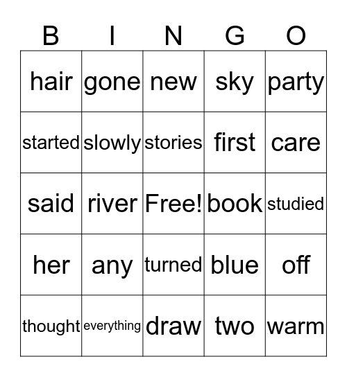 Red Word Bingo Card