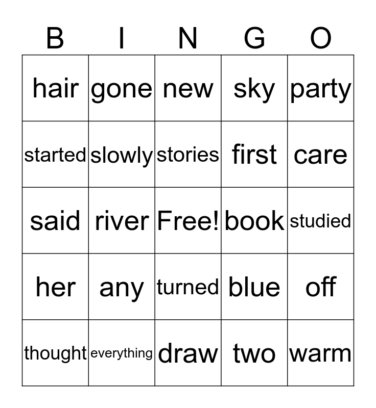 Red Word Bingo Card