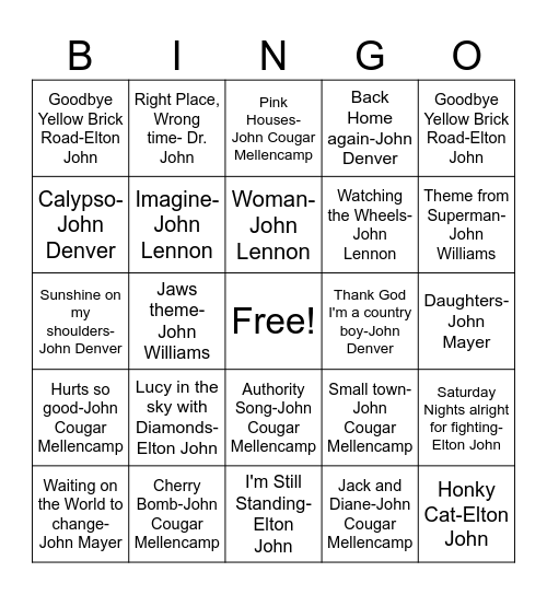 DD26 "John" Tomorrow... Bingo Card