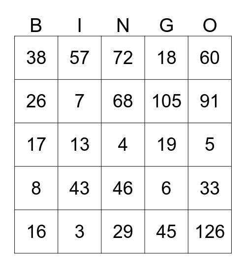 3rd Grade Math Bingo! Bingo Card