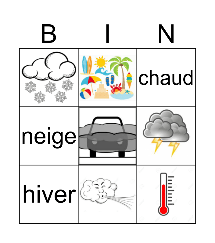 Le temps Bingo Card