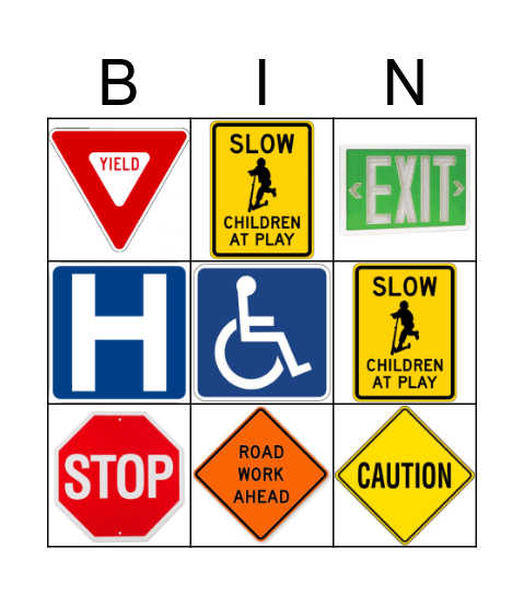 Safety Signs Bingo Card