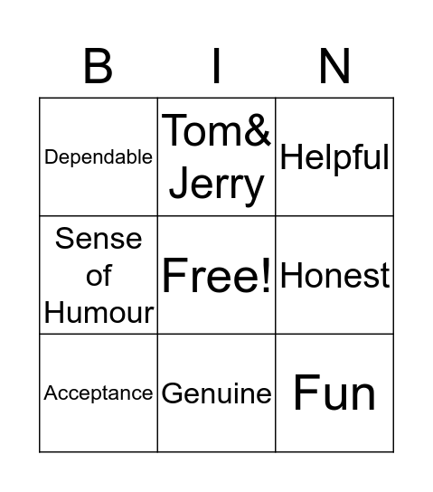 A good Friend is... Bingo Card