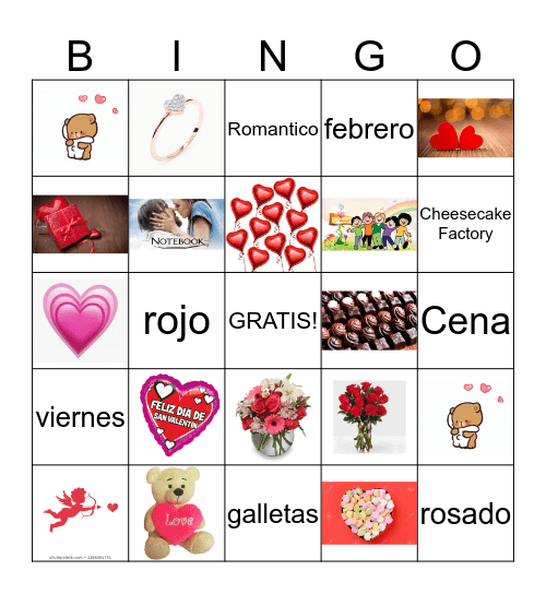 San Valentin Bingo Card