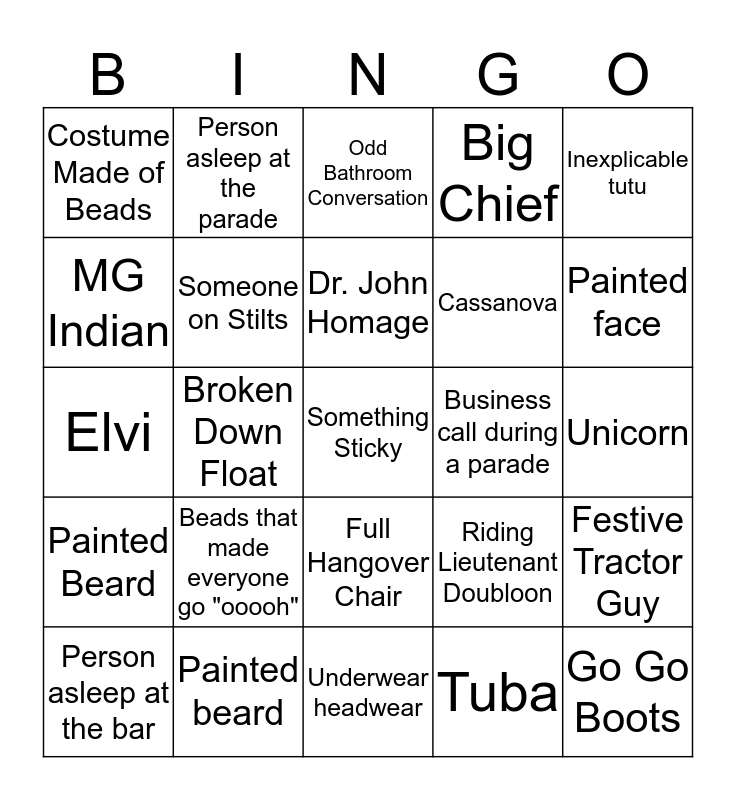 MG 2020 Bingo Card