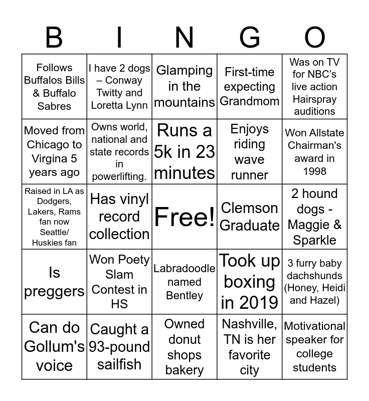 ABI FUN FACT BINGO Card