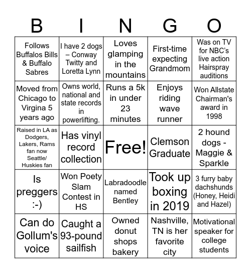 ABI FUN FACT BINGO Card