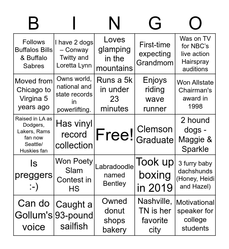 ABI FUN FACT BINGO Card