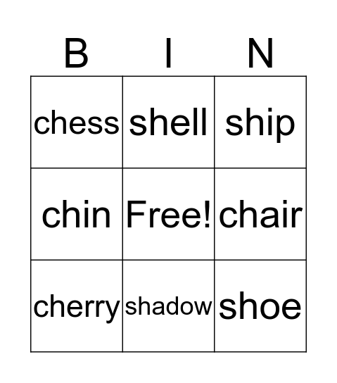 CH / SH Bingo Card