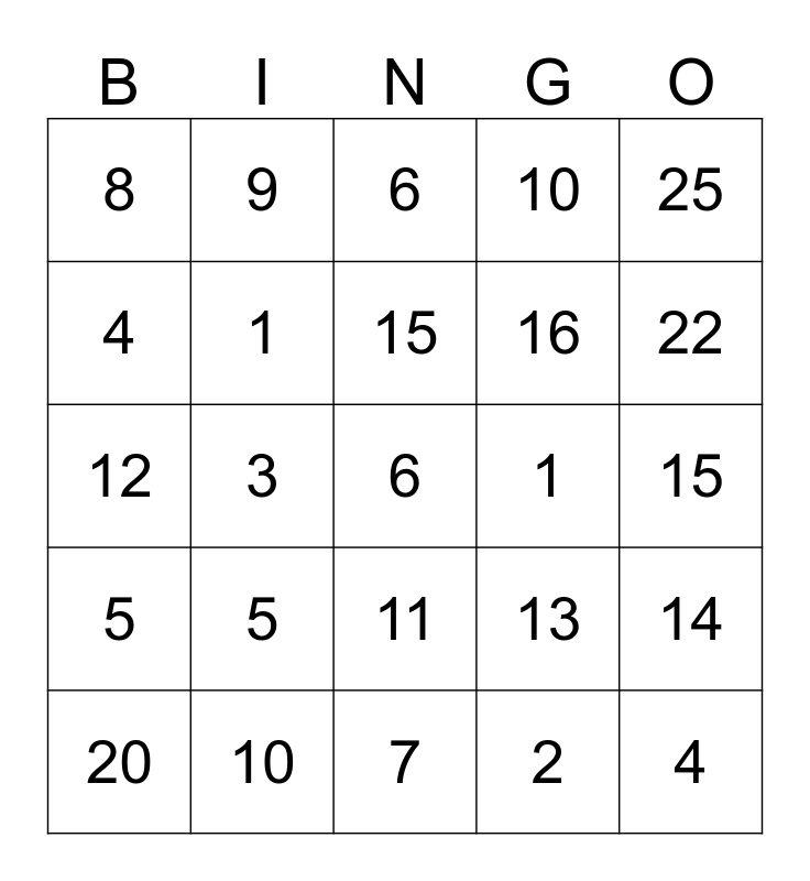 Sponsor Bingo Bingo Card