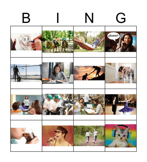 Regular -ar Verbs - Definitions Bingo Card
