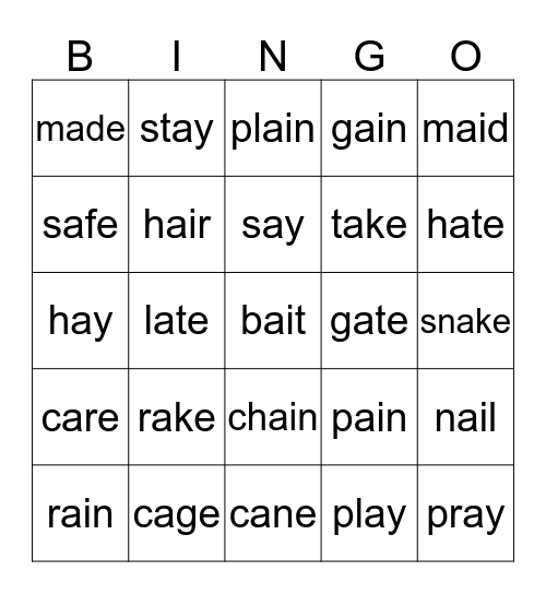 Long a Bingo Card