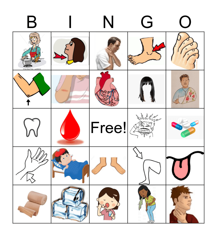 Injury & illness & body Bingo Card