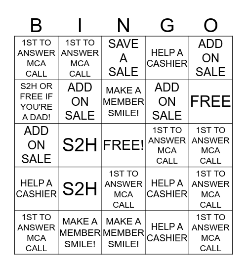FATHER'S DAY MCA Bingo Card