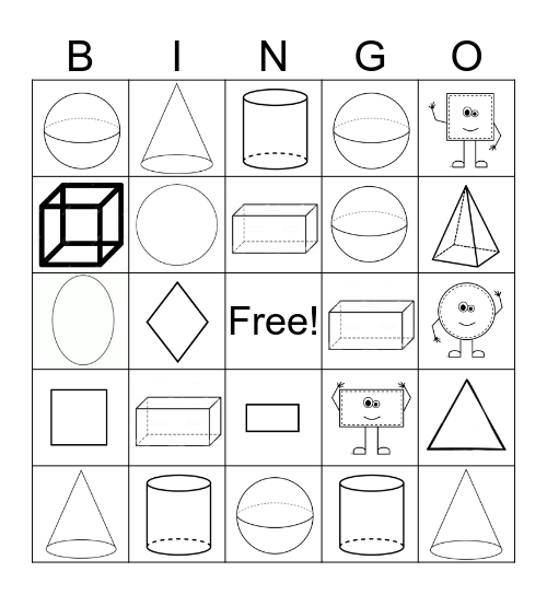 2D & 3D Shapes Bingo Card