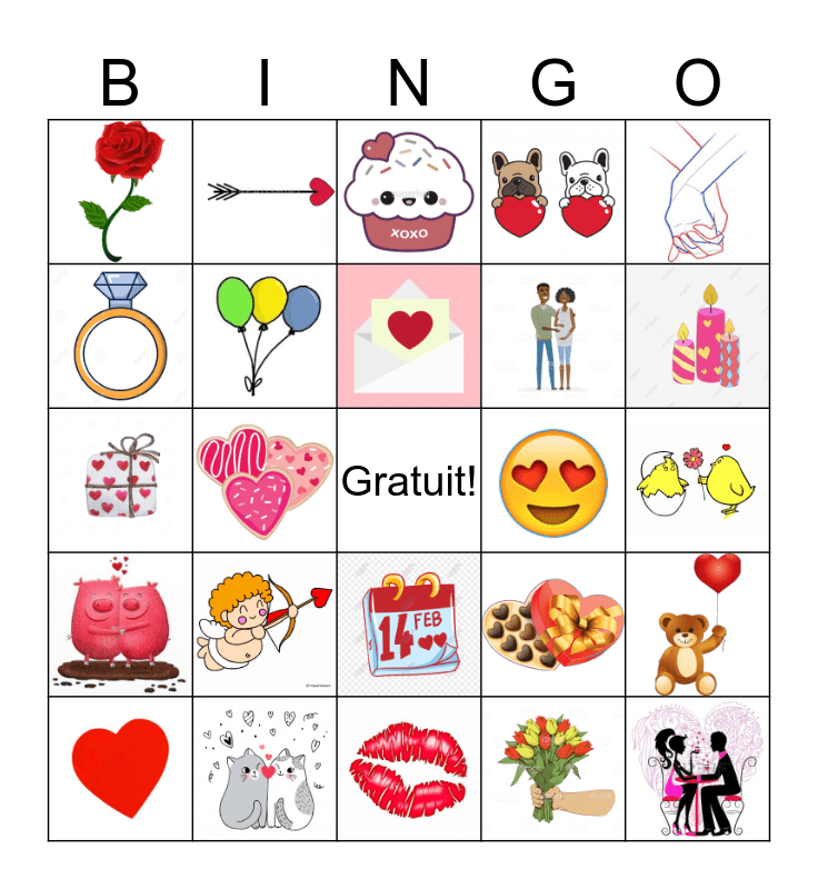 Bingo de la Saint-Valentin Bingo Card