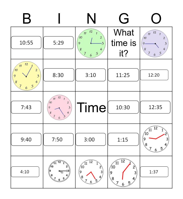 Time Bingo Card