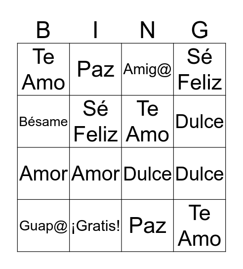 ¡Feliz Día de San Valentín! Bingo Card