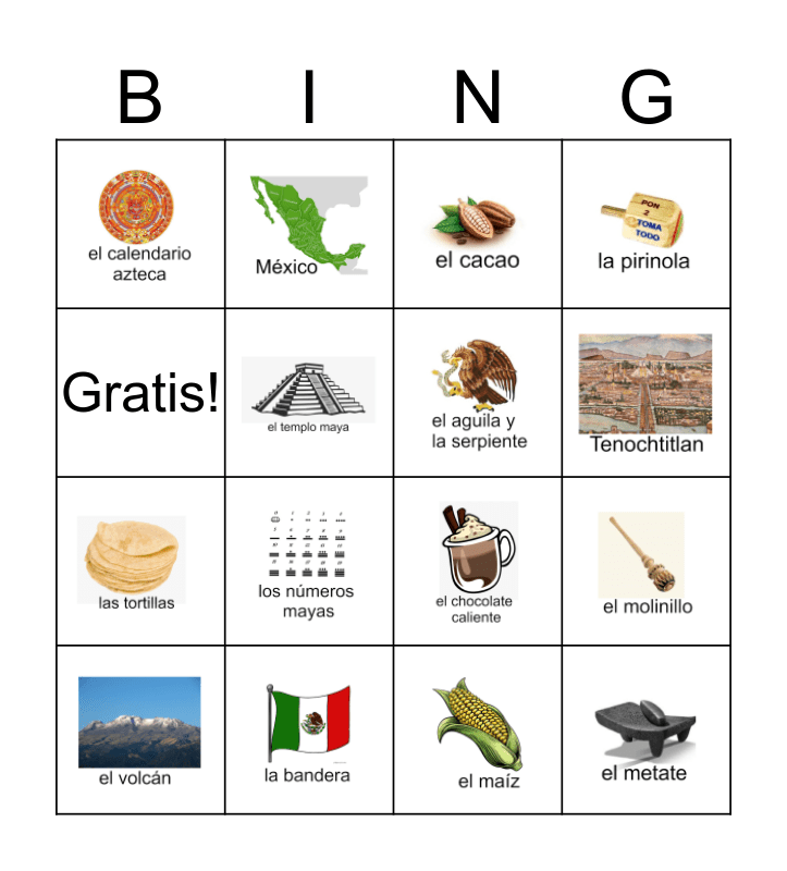 Mexico Bingo Card