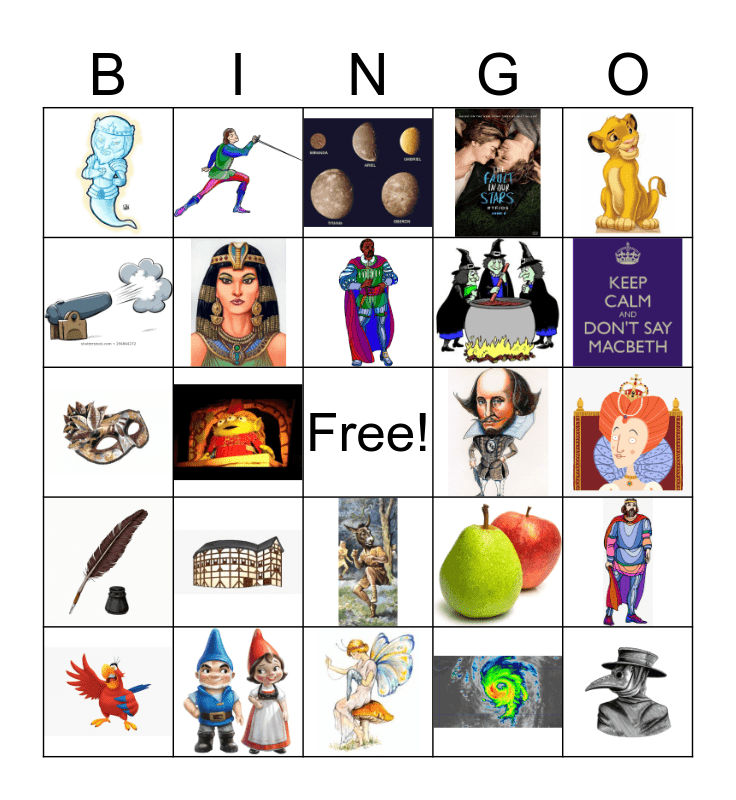 Shakespeare Trivia Bingo Card