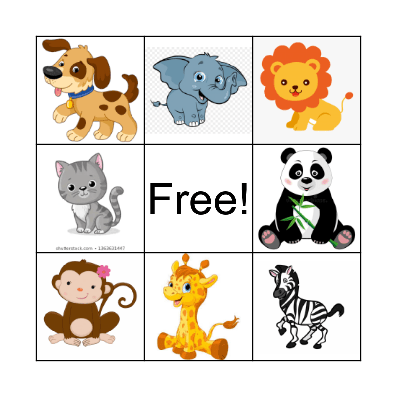Los Animales Bingo Card