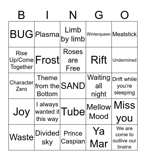 Jenny's Ruby Waves Bingo Card