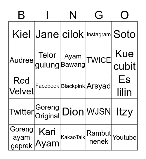 Little Star Bingo Card