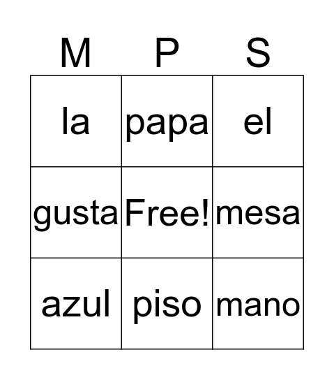 Colombia Bingo Card