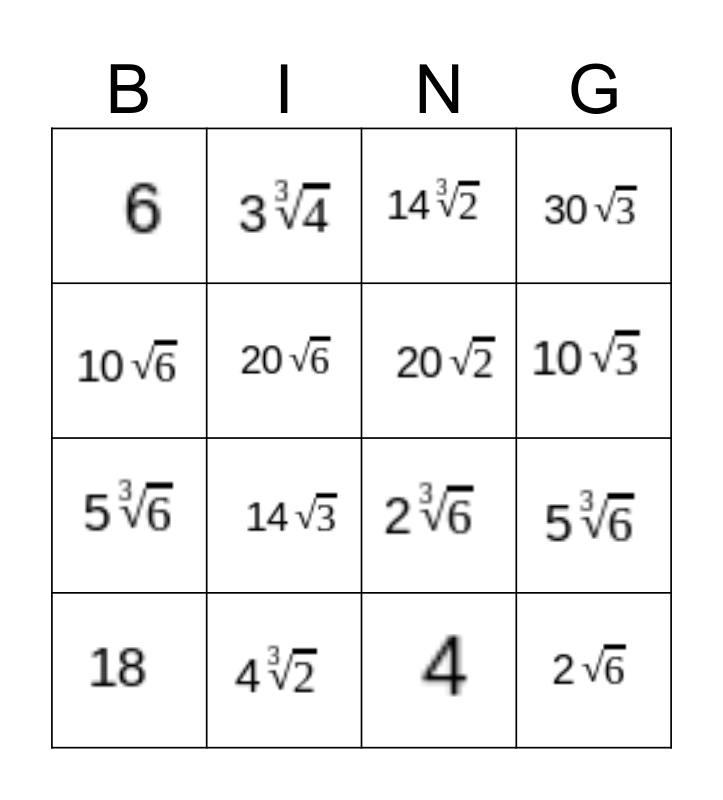 Radical Bingo Card