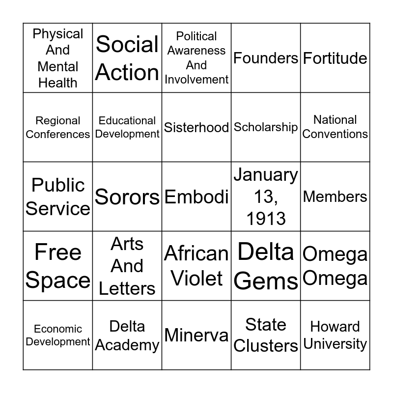 D E L T A Bingo Card D E L T A Bingo Card