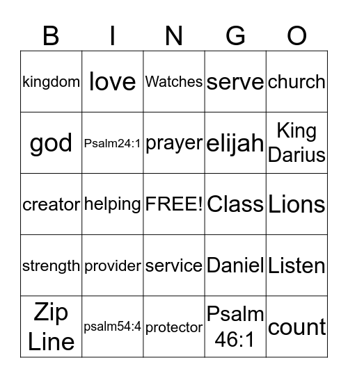 VBS Bingo Card
