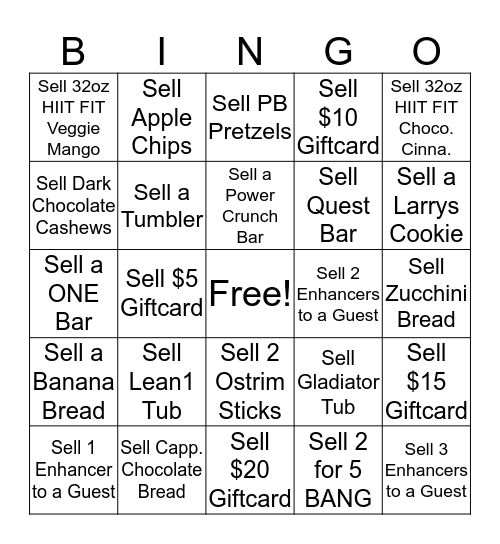 Retail Bingo Card