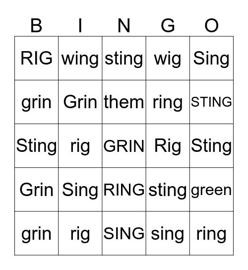2/19/2020 Word Wall Bingo Card