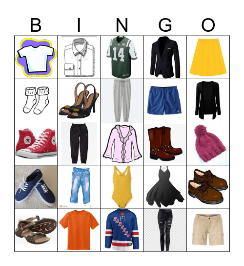 Des vêtements Bingo Card