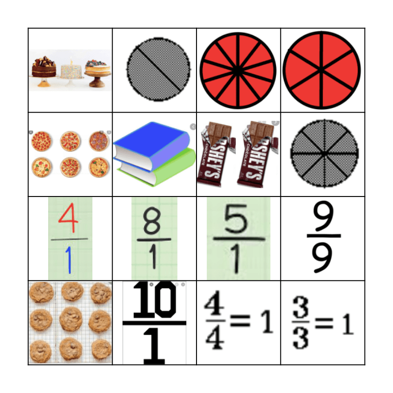 Fractions as Whole Numbers Bingo Card