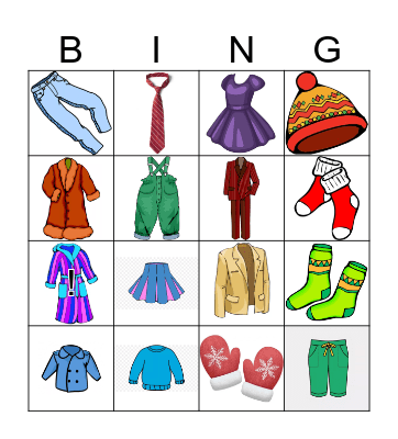 Clothes Bingo Cards on Bingo Baker