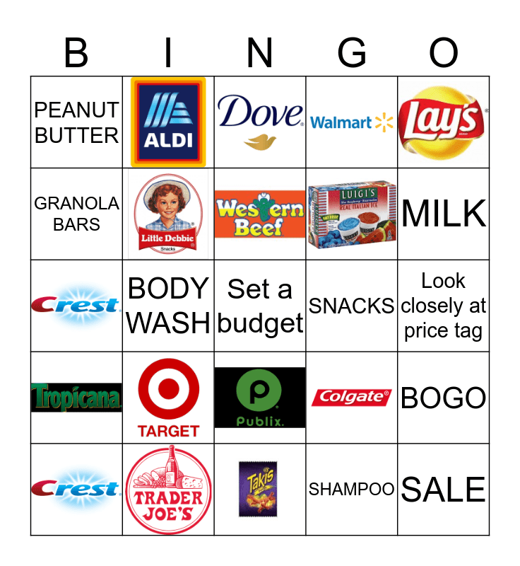 Grocery Bingo Card
