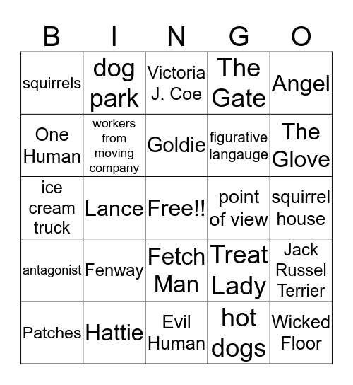 Fenway and Hattie Bingo Card